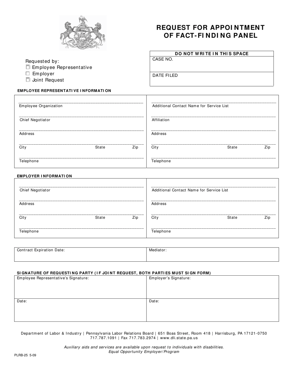 Form PLRB-25 - Fill Out, Sign Online and Download Fillable PDF ...