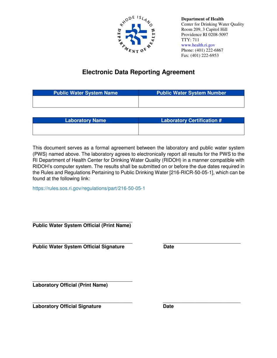 Rhode Island Electronic Data Reporting Agreement Form - Fill Out, Sign ...