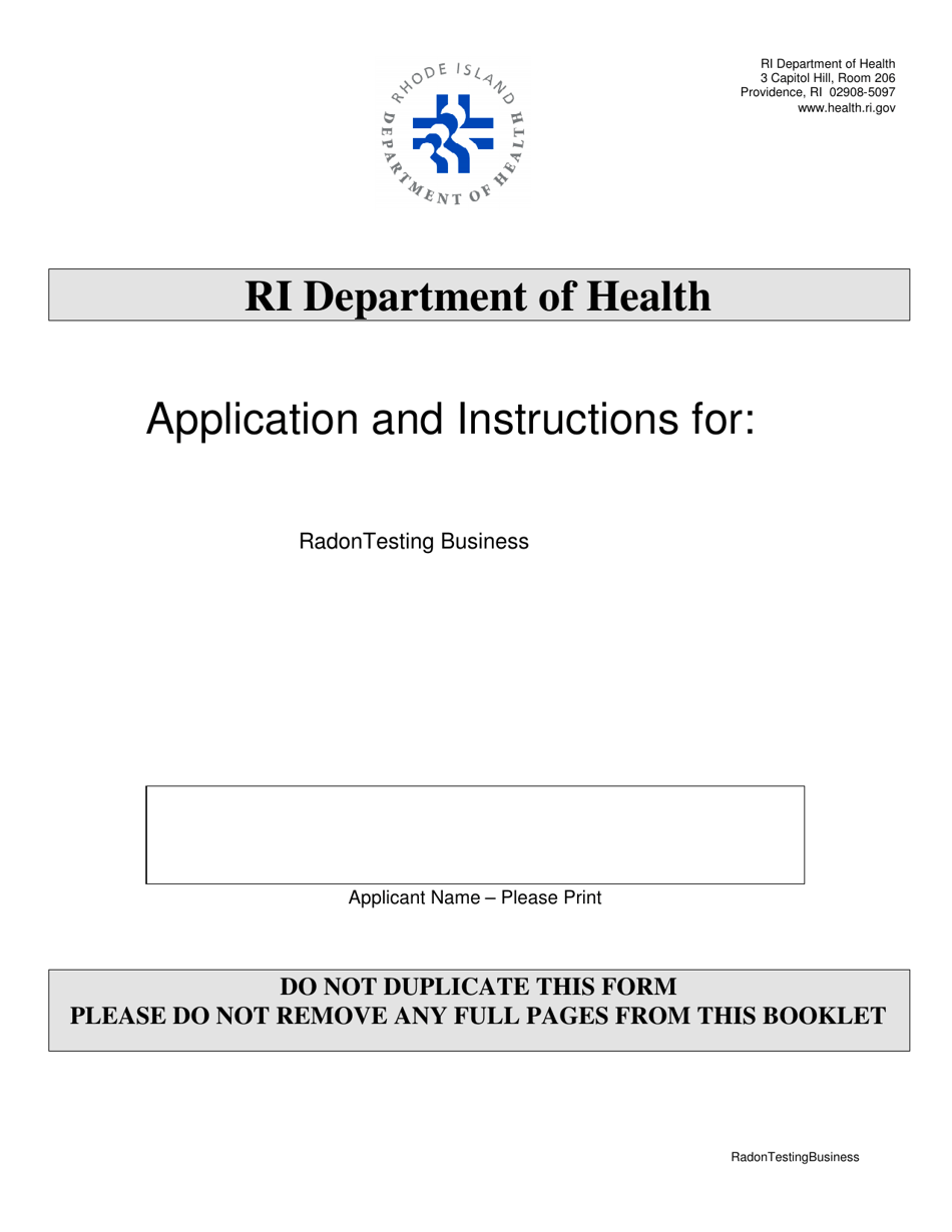 Rhode Island Application for Radon Testing Business - Fill Out, Sign ...