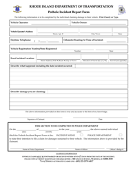 Rhode Island Pothole Incident Report Form - Fill Out, Sign Online and ...