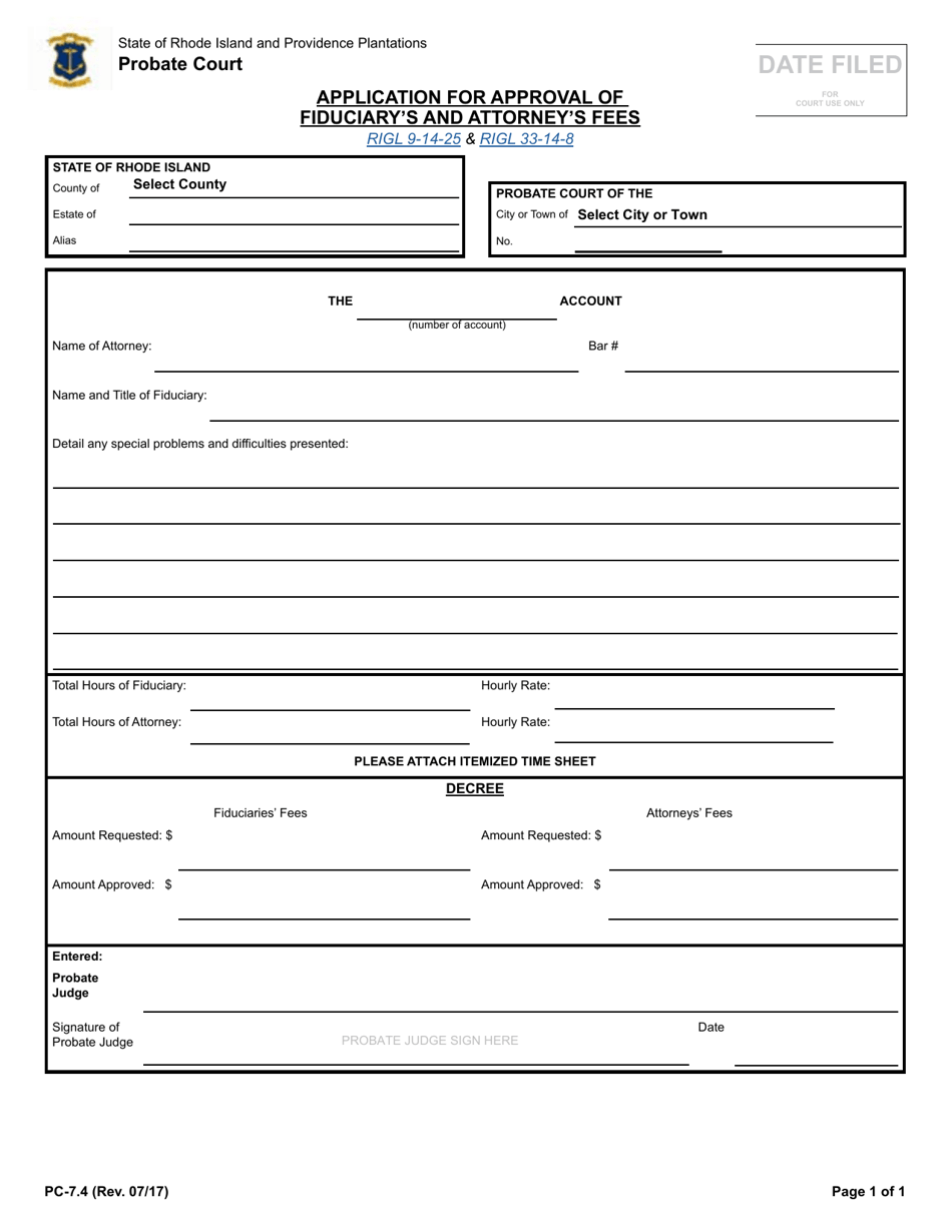Form PC-7.4 - Fill Out, Sign Online and Download Fillable PDF, Rhode ...