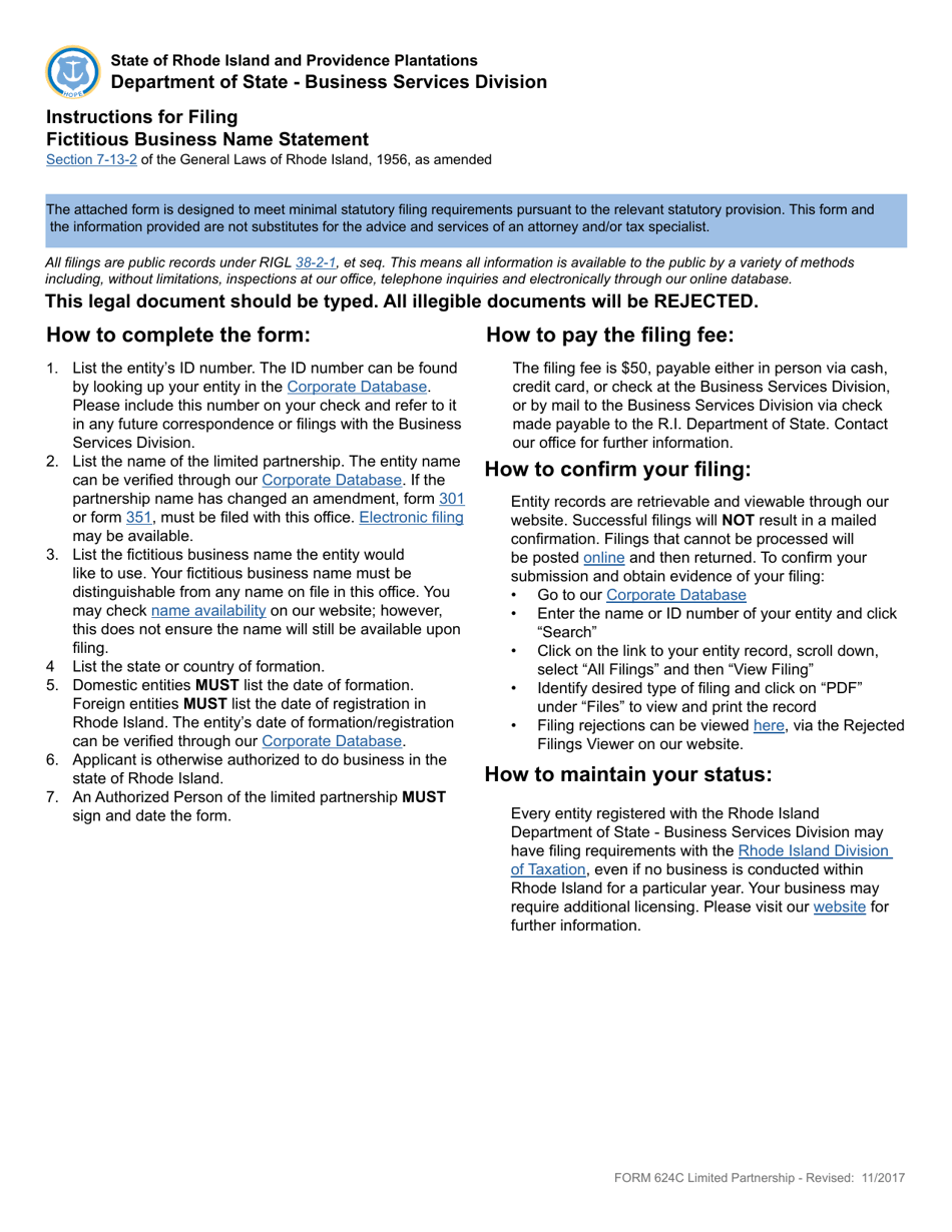 Form 624C - Fill Out, Sign Online and Download Fillable PDF, Rhode ...