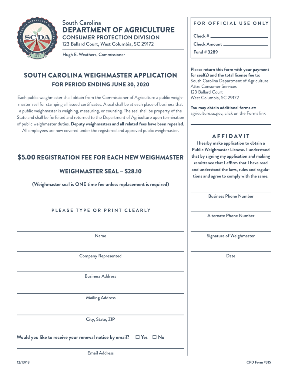 CPD Form 315 - Fill Out, Sign Online and Download Printable PDF, South ...