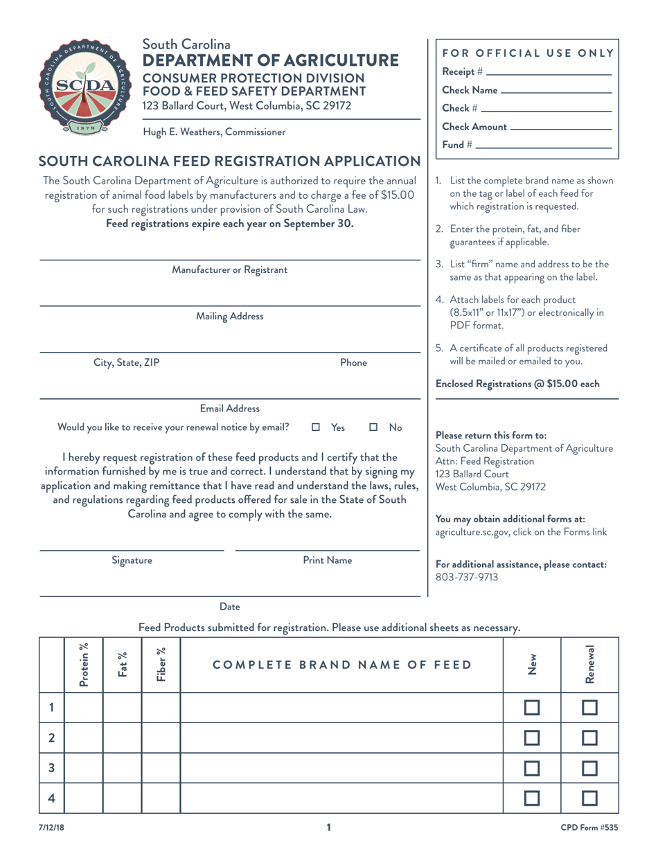 CPD Form 535 - Fill Out, Sign Online and Download Printable PDF, South ...