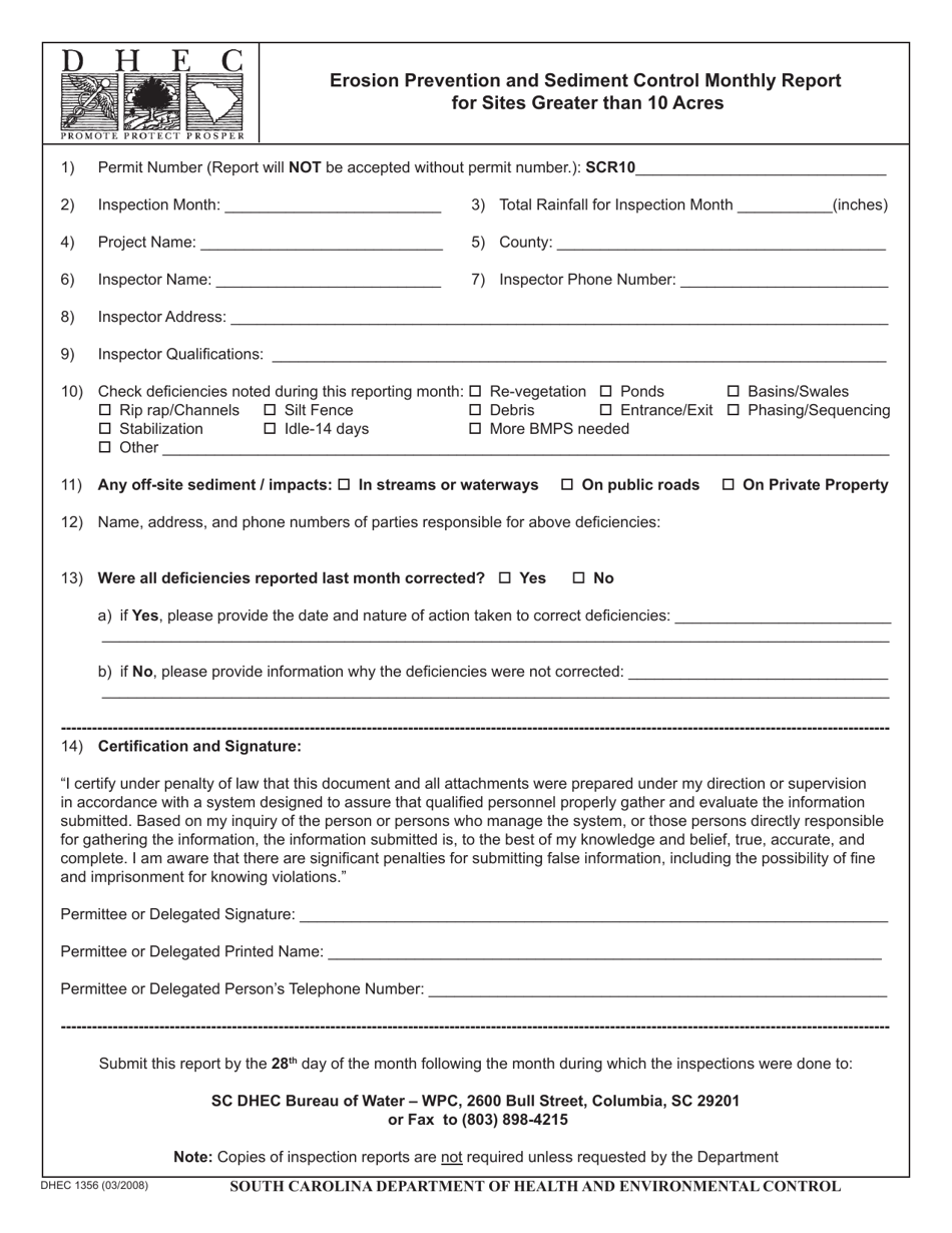 DHEC Form 1356 - Fill Out, Sign Online and Download Fillable PDF, South ... DHEC Form 1356 - Fill Out, Sign Online and Download Fillable PDF, South ...
