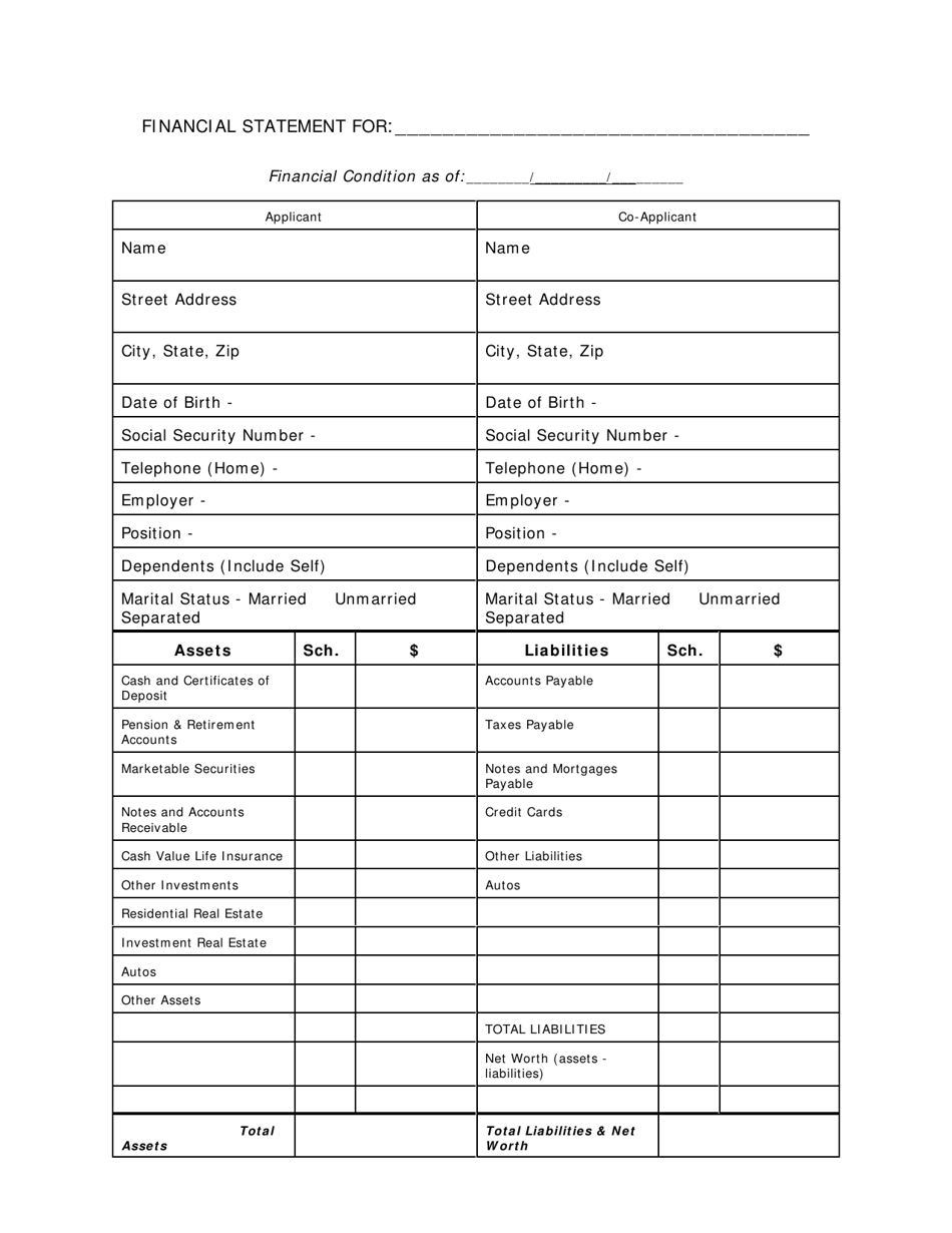 South Carolina Financial Statement Form - Fill Out, Sign Online and ...