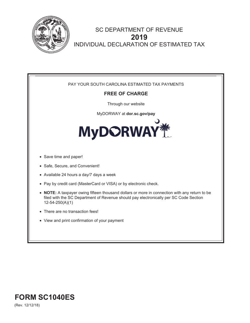 Form SC1040ES - 2019 - Fill Out, Sign Online and Download Printable PDF ...
