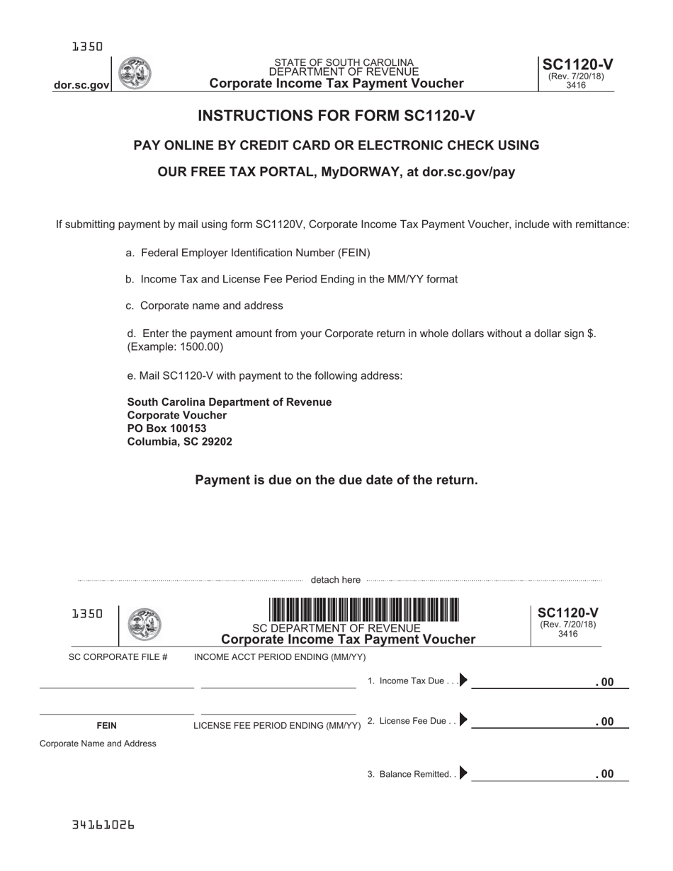 Form SC1120-V - Fill Out, Sign Online and Download Printable PDF, South ...