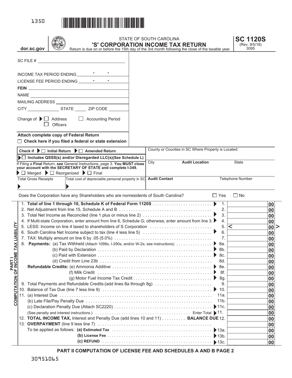 Form SC1120S - Fill Out, Sign Online and Download Printable PDF, South ...