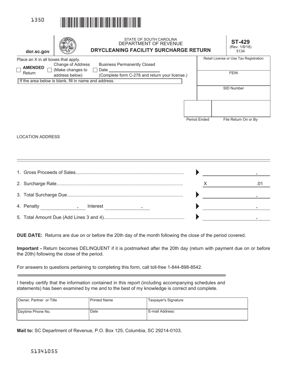Form ST-429 - Fill Out, Sign Online and Download Printable PDF, South ...