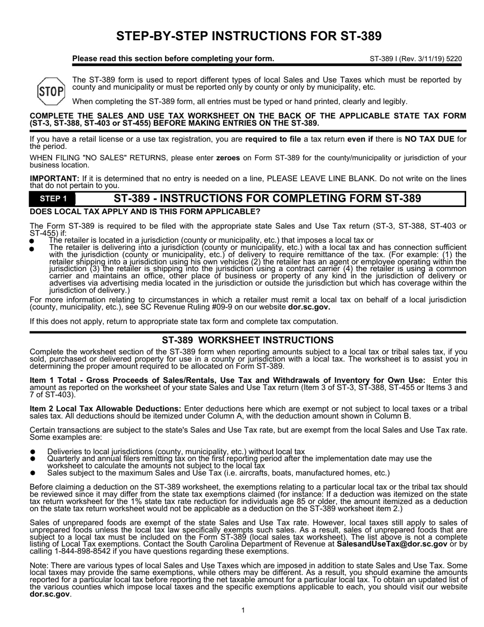 Download Instructions for Form ST-389 Schedule for Local Taxes PDF ...