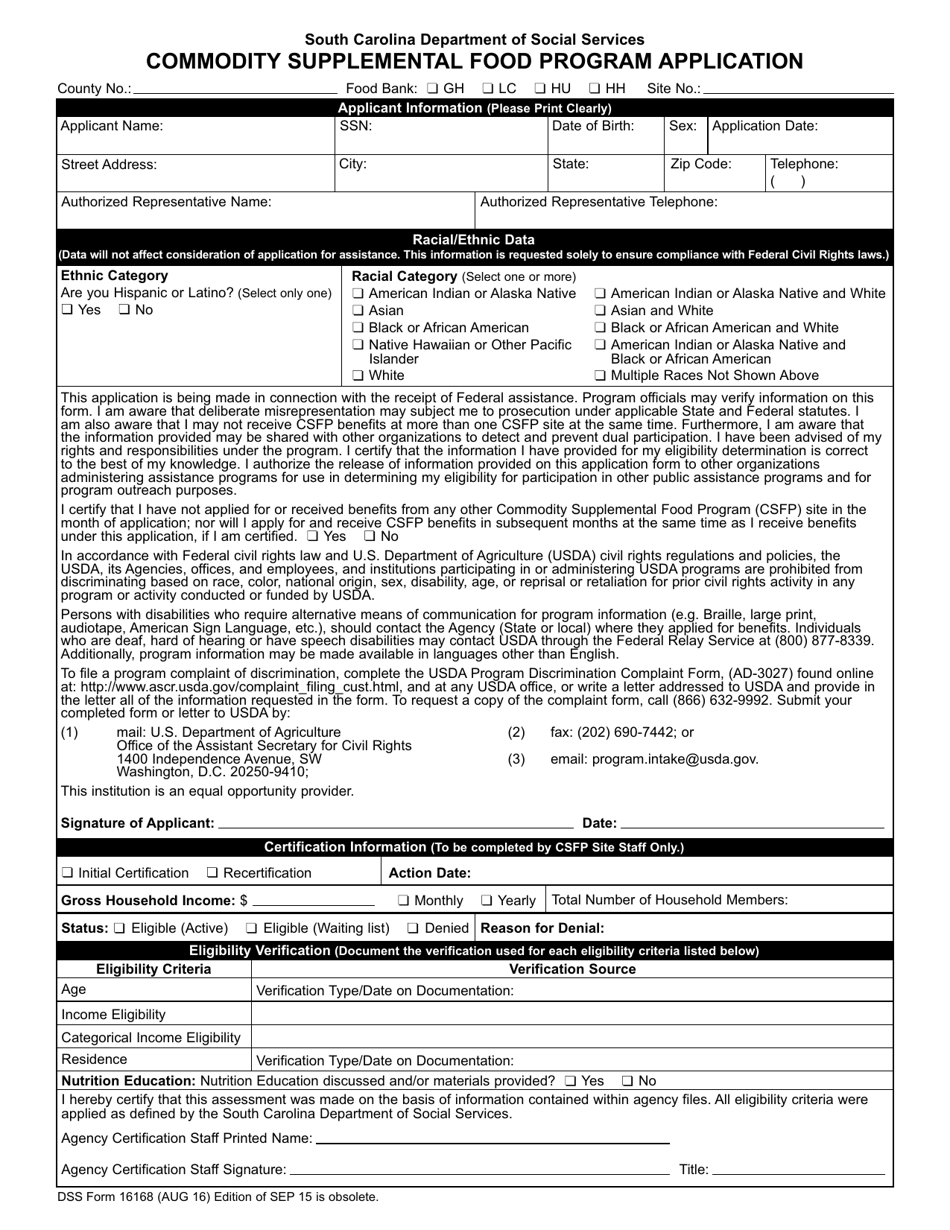 DSS Form 16168 - Fill Out, Sign Online and Download Printable PDF ...