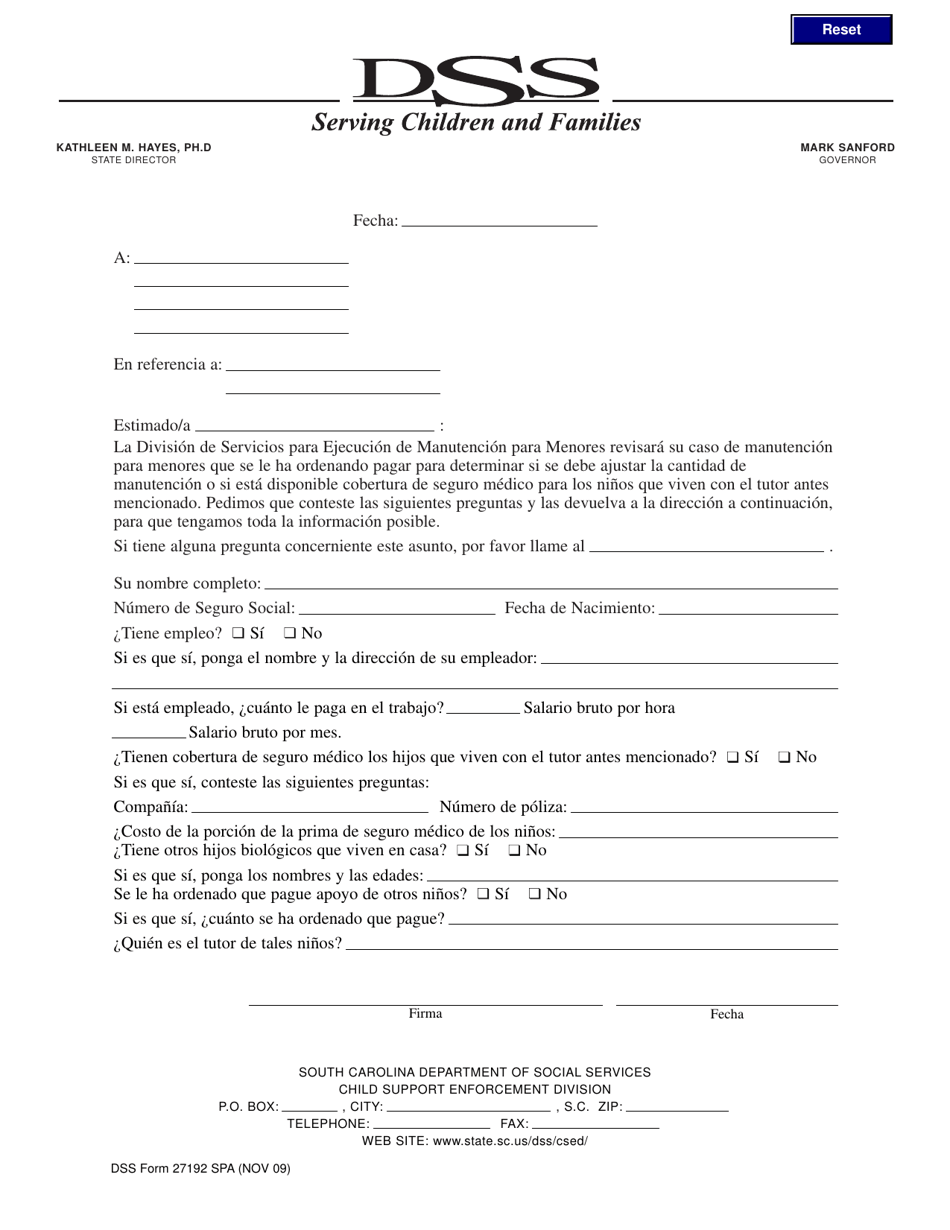 DSS Formulario 27192 SPA - Fill Out, Sign Online and Download Fillable ...