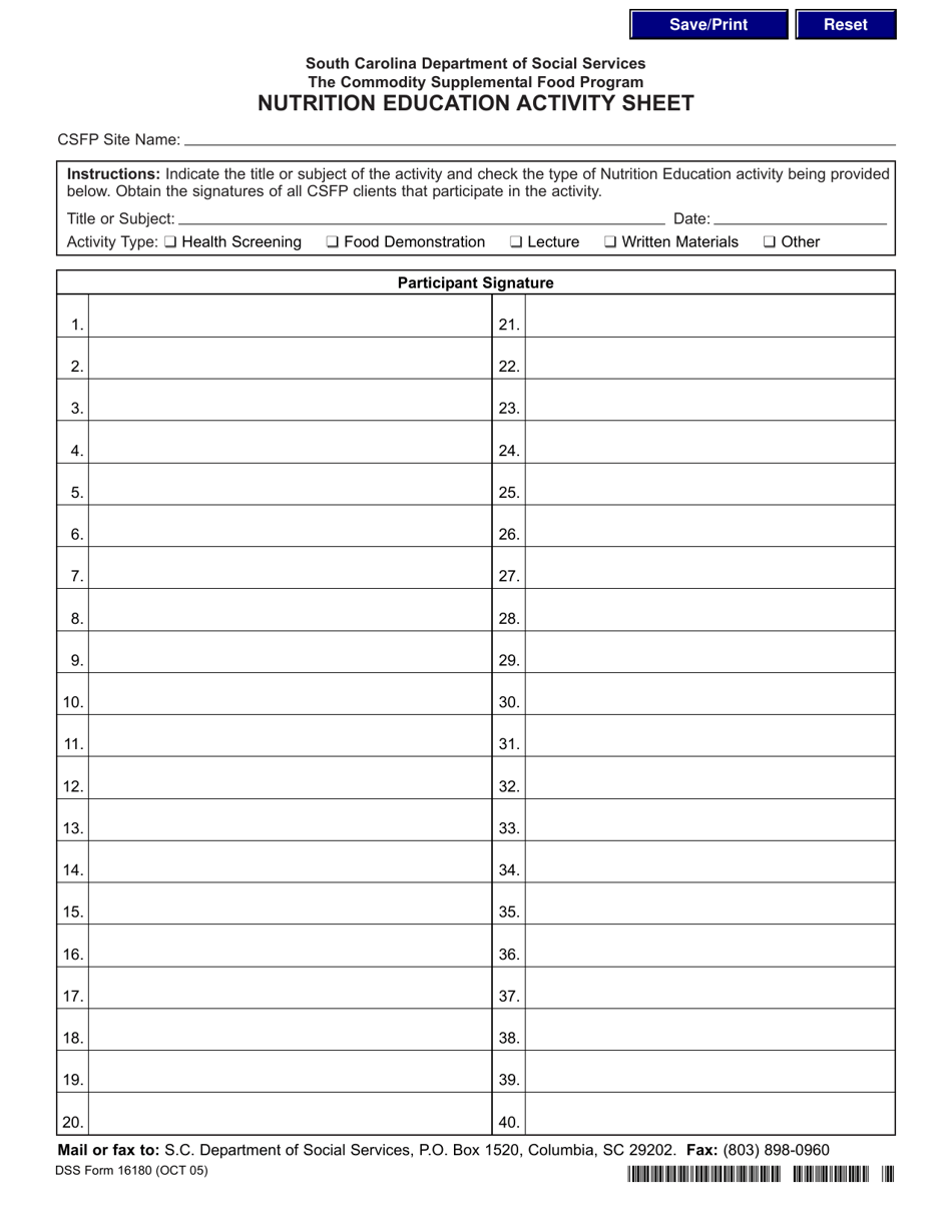 DSS Form 16180 - Fill Out, Sign Online and Download Fillable PDF, South ...