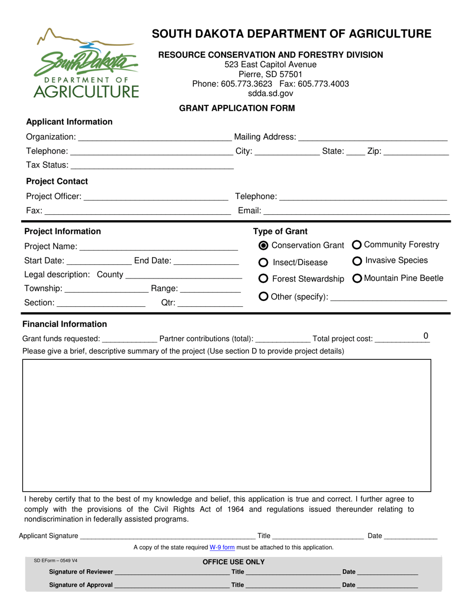 SD Form 0549 - Fill Out, Sign Online and Download Fillable PDF, South ...