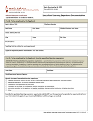 Form RF2 Download Fillable PDF or Fill Online Specialized Learning Experience Documentation ...