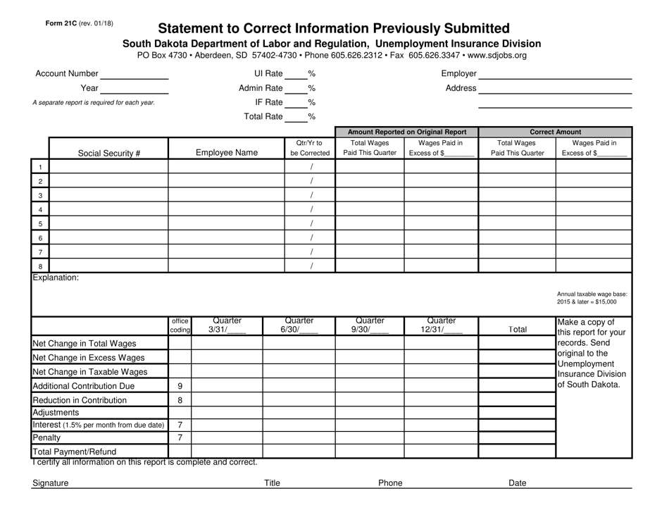 Form 21C - Fill Out, Sign Online and Download Printable PDF, South ...