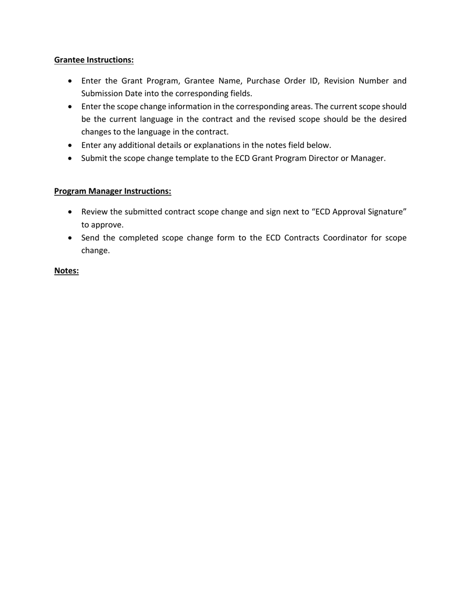 Tennessee Contract Scope Change Form Download Fillable PDF | Templateroller