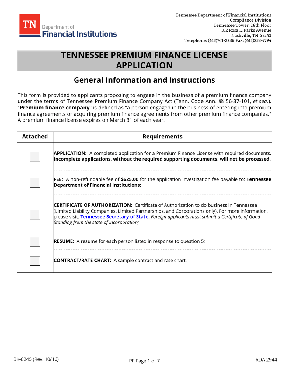 Form BK-0245 - Fill Out, Sign Online and Download Fillable PDF ...