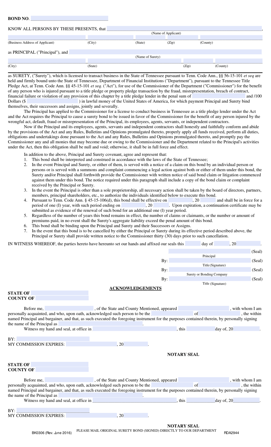 Form BK0306 - Fill Out, Sign Online and Download Fillable PDF ...