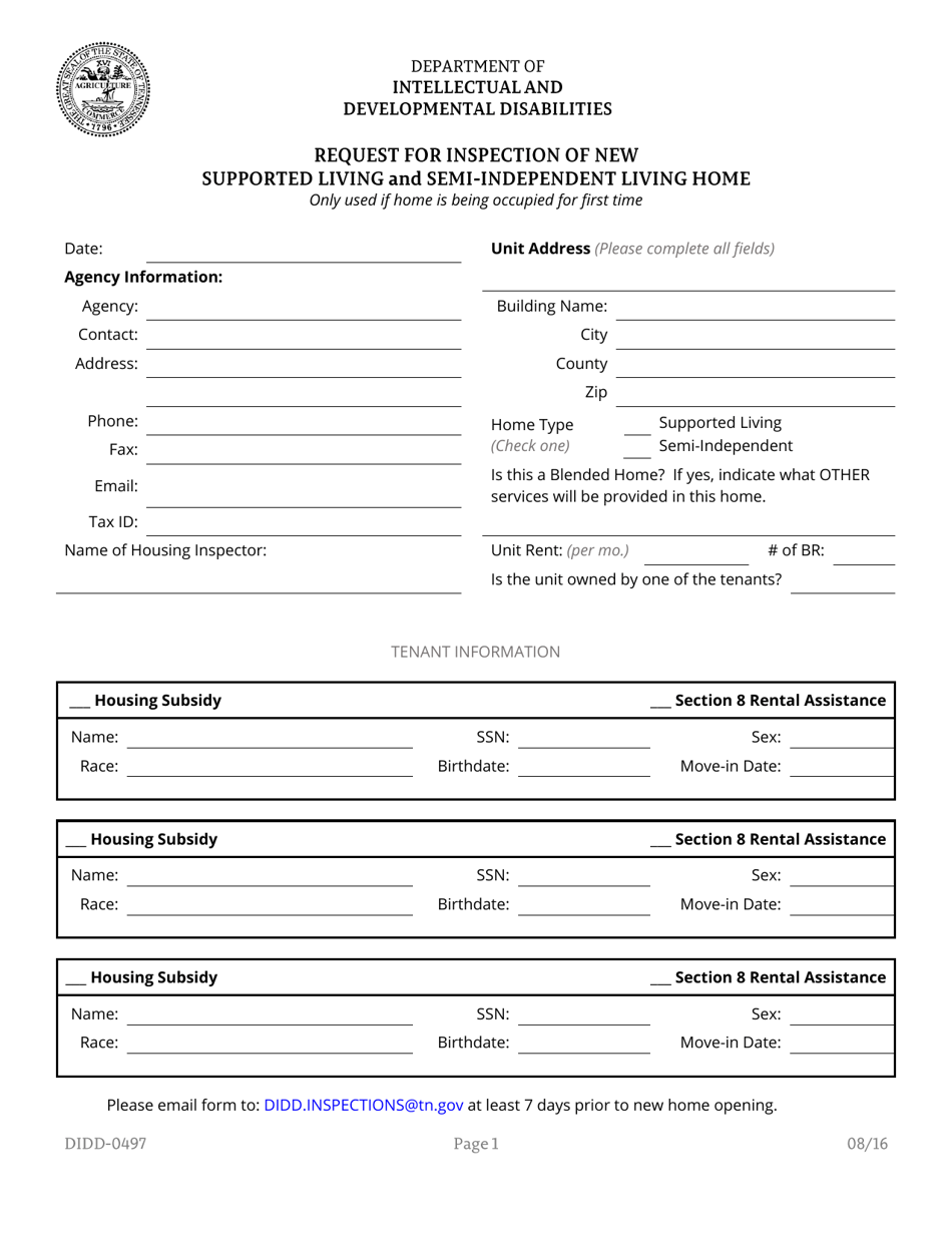Form DIDD-0497 - Fill Out, Sign Online and Download Printable PDF ...