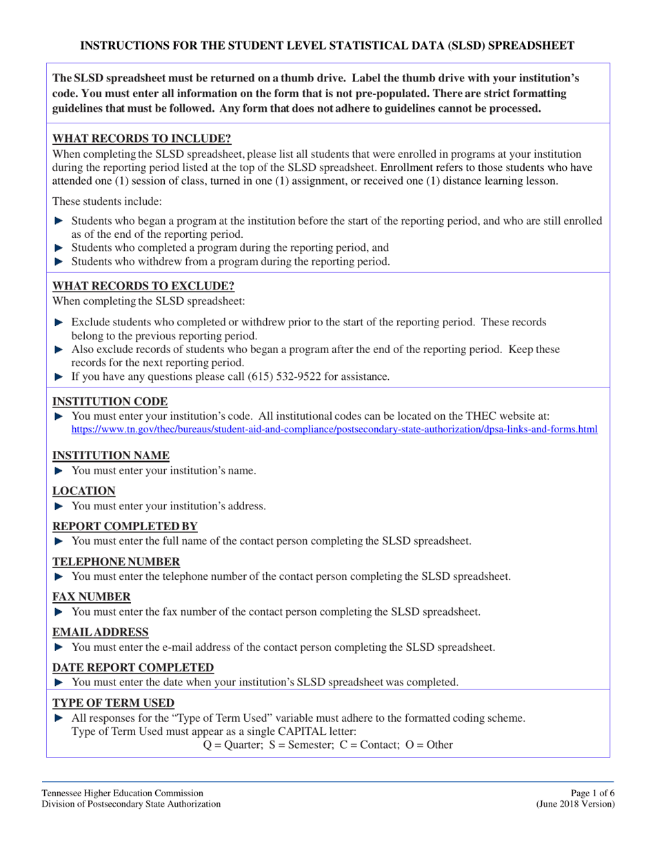Download Instructions for The Student Level Statistical Data (Slsd ...