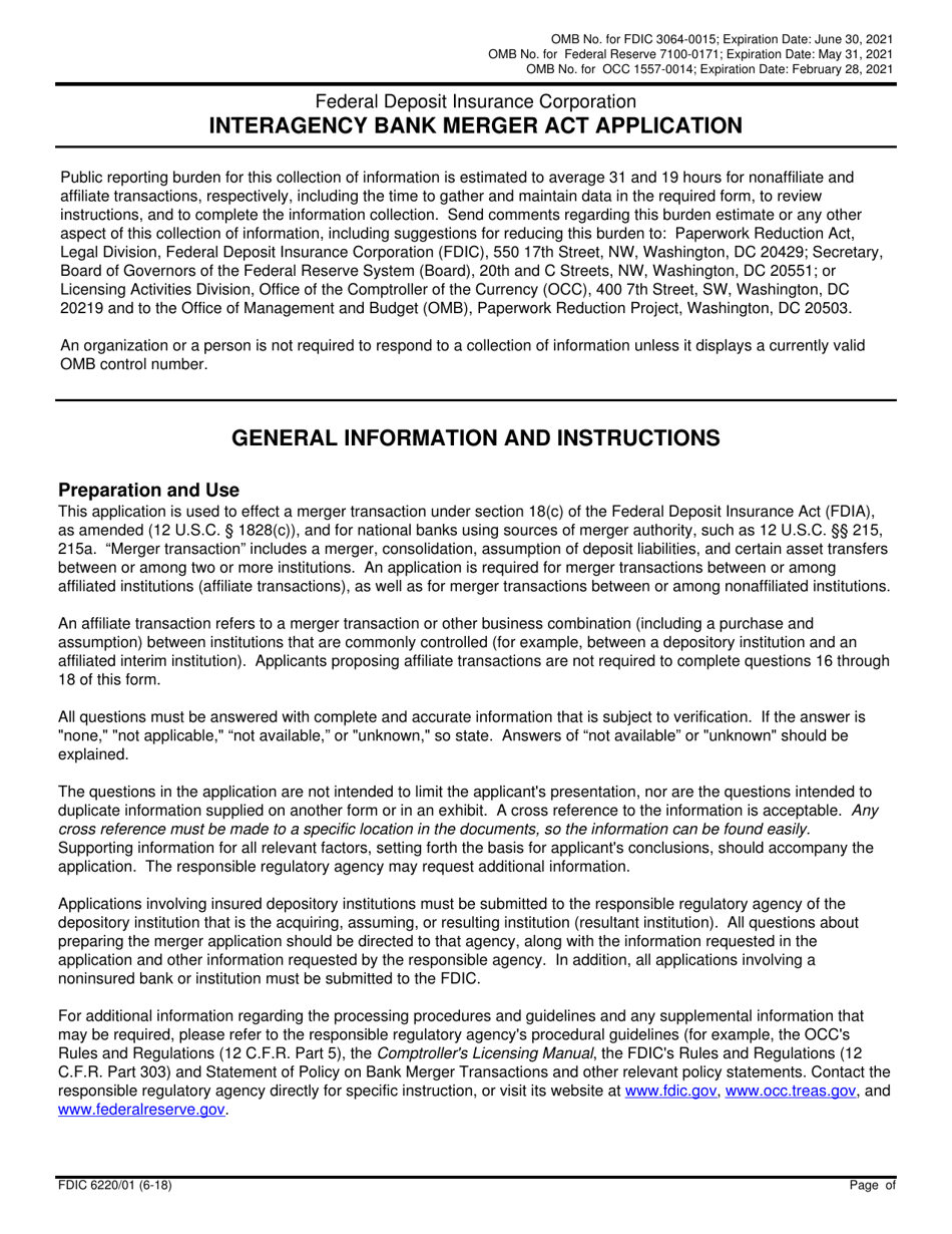 FDIC Form 6220/01 - Fill Out, Sign Online and Download Fillable PDF ...