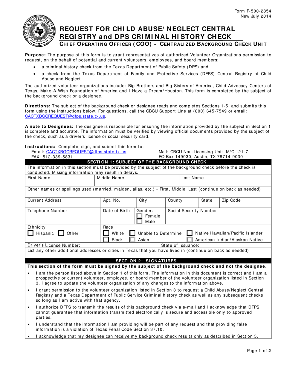 Form F-500-2854 - Fill Out, Sign Online and Download Fillable PDF ...