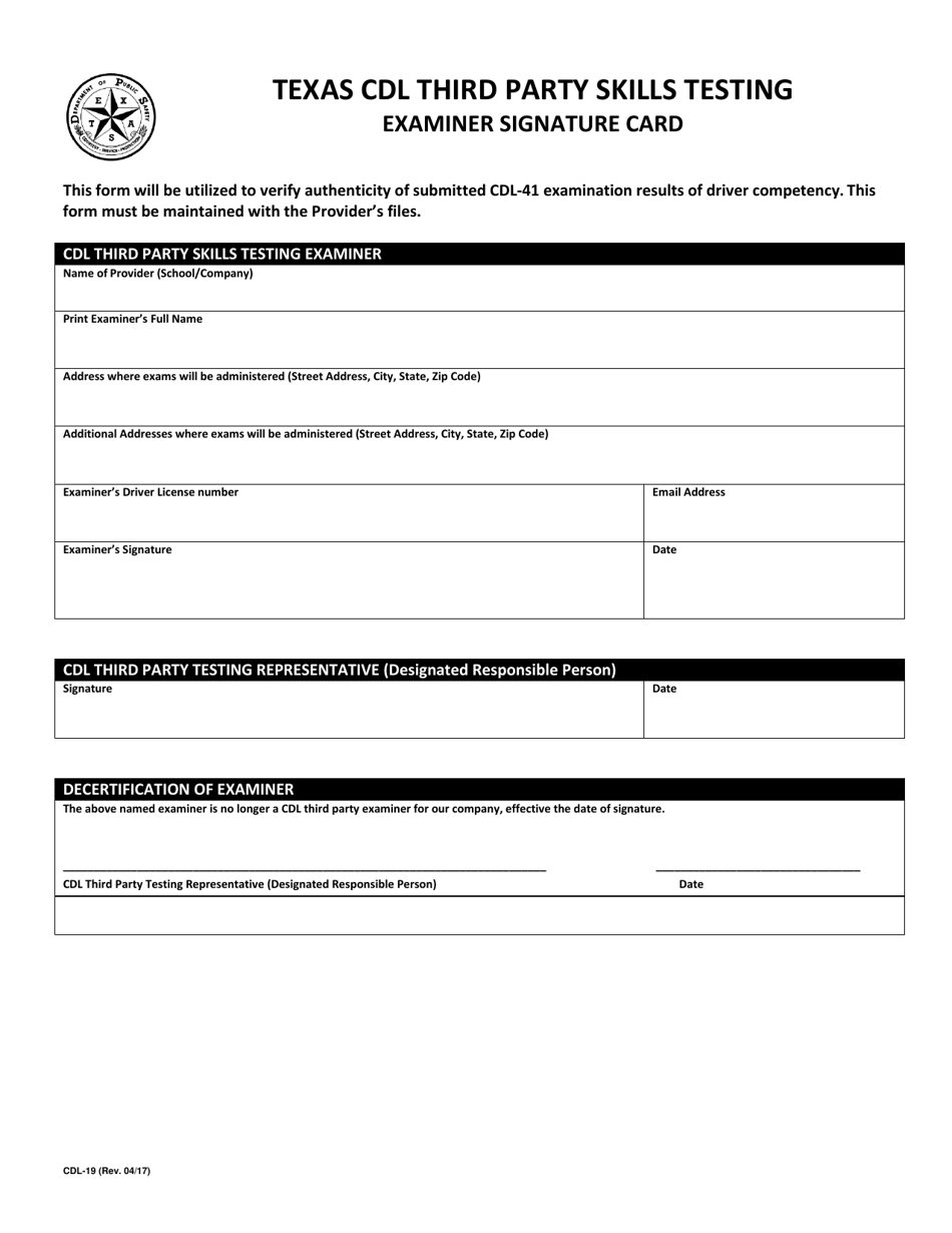 Form CDL-19 - Fill Out, Sign Online and Download Fillable PDF, Texas ...