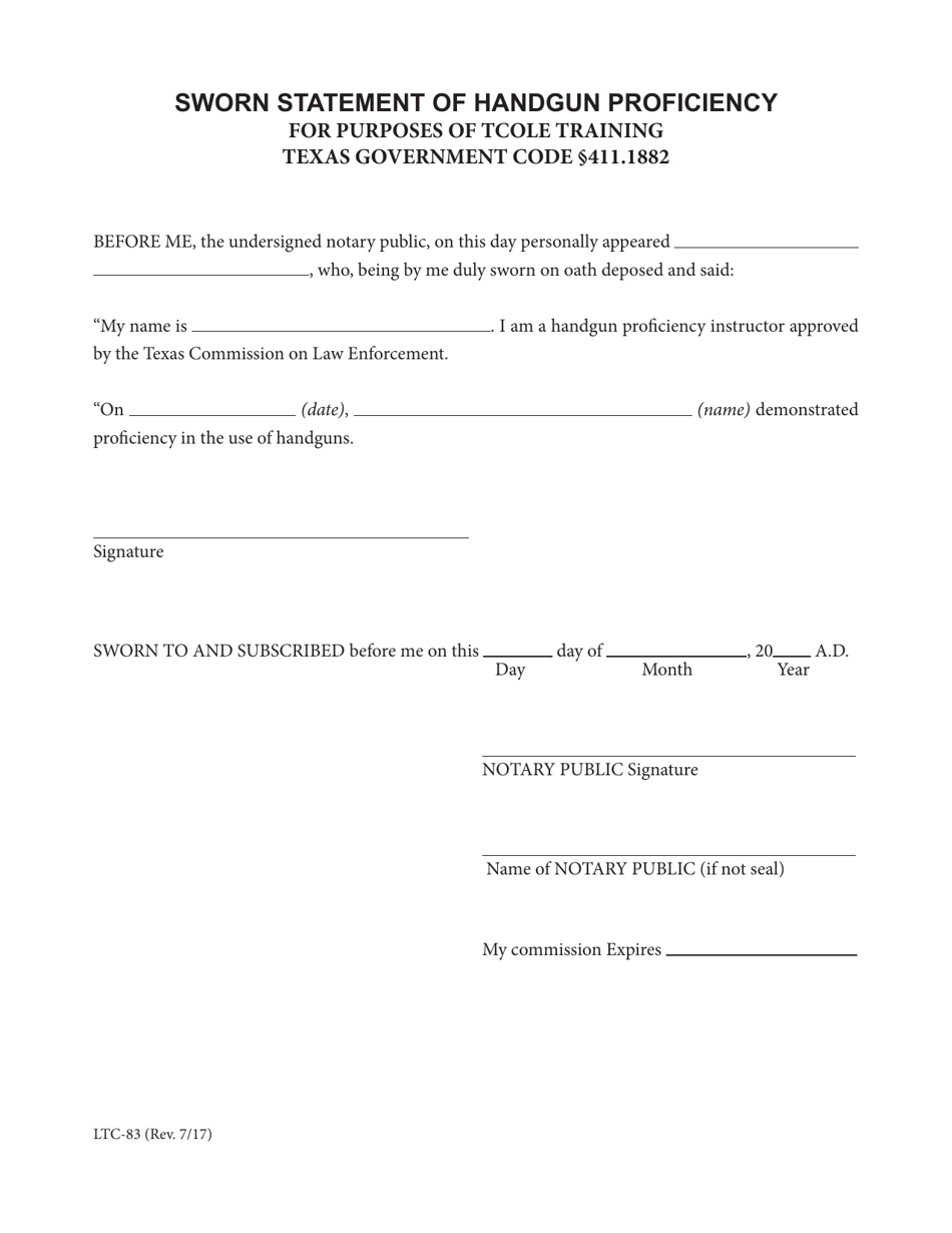 Form LTC-83 - Fill Out, Sign Online and Download Fillable PDF, Texas ...