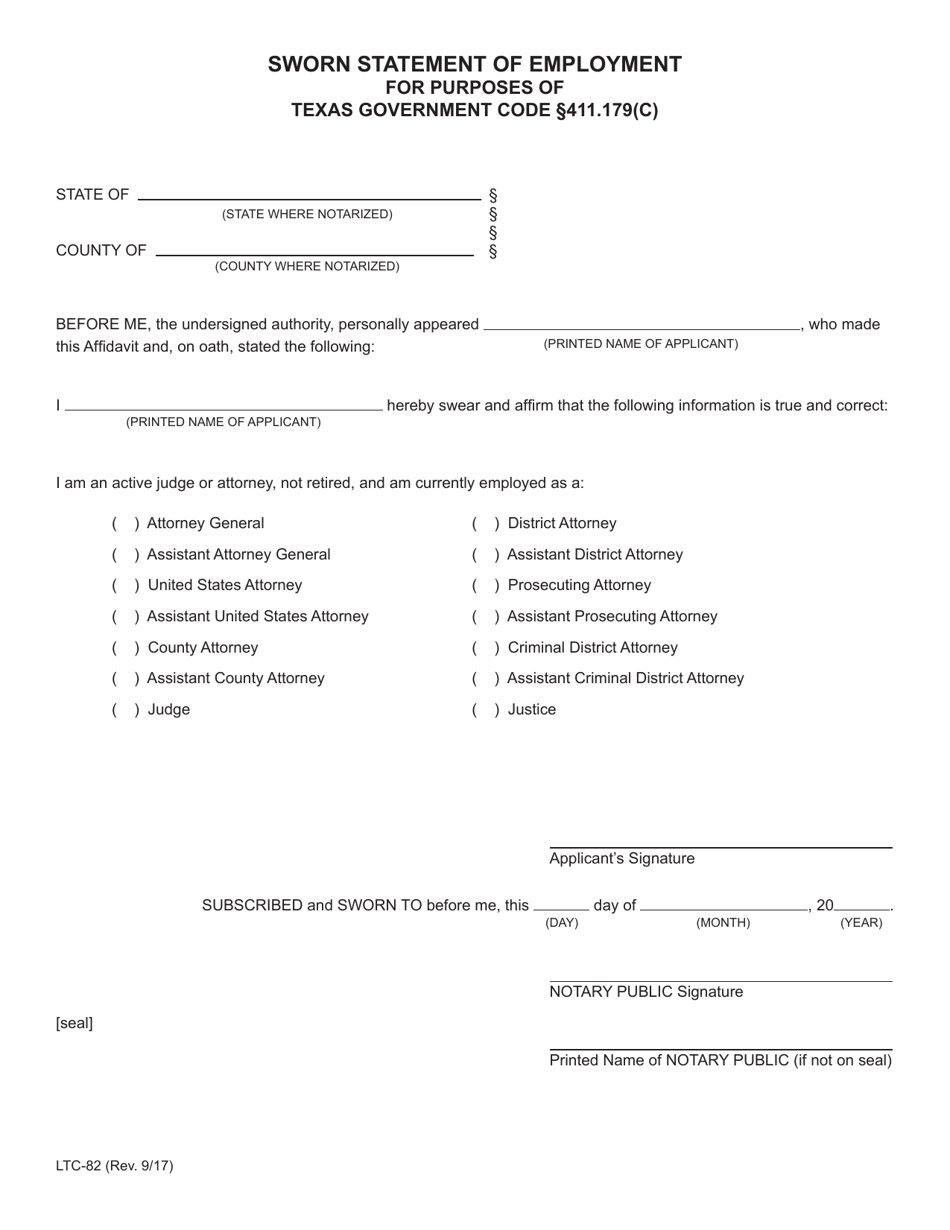 Form LTC-82 - Fill Out, Sign Online and Download Fillable PDF, Texas ...