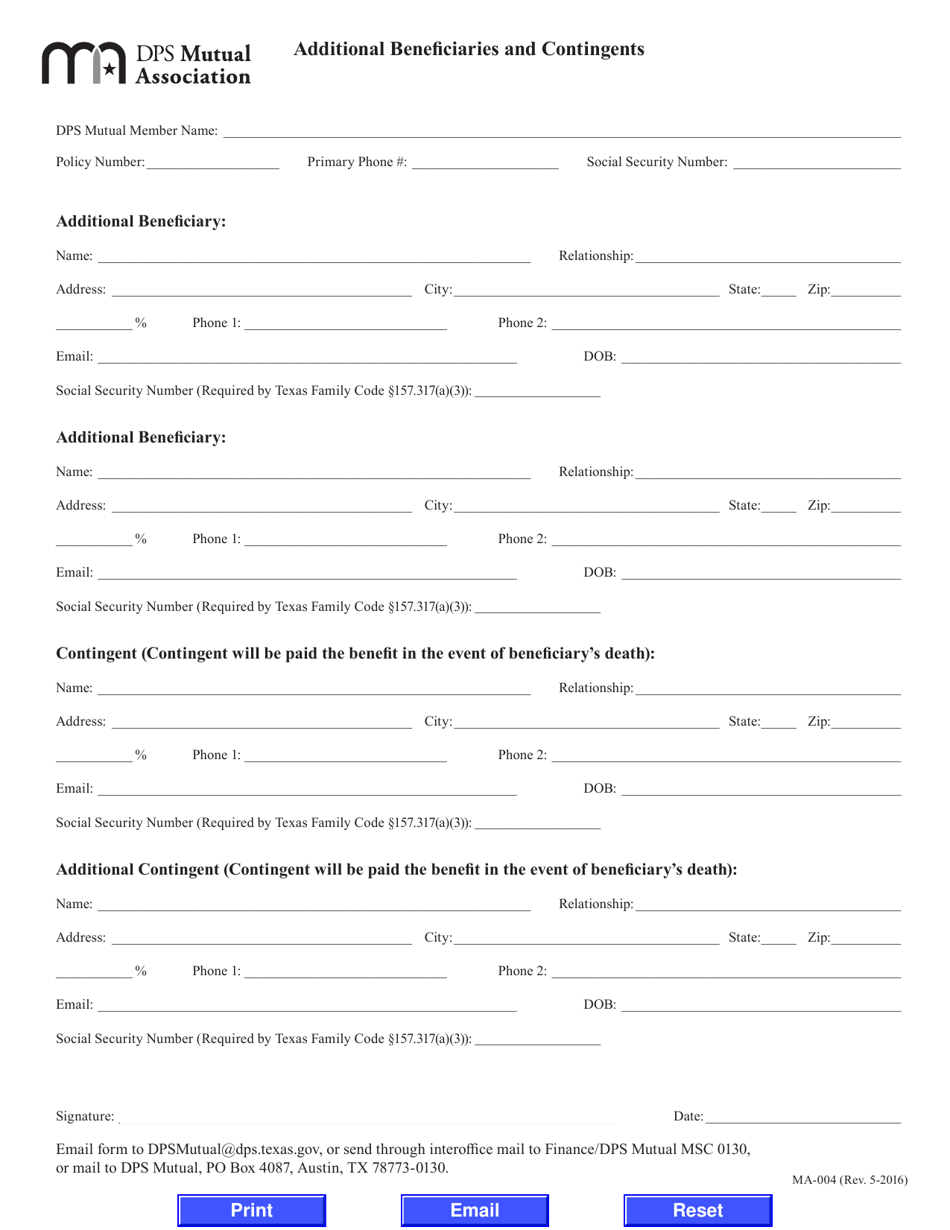 Form MA-004 - Fill Out, Sign Online and Download Fillable PDF, Texas ...