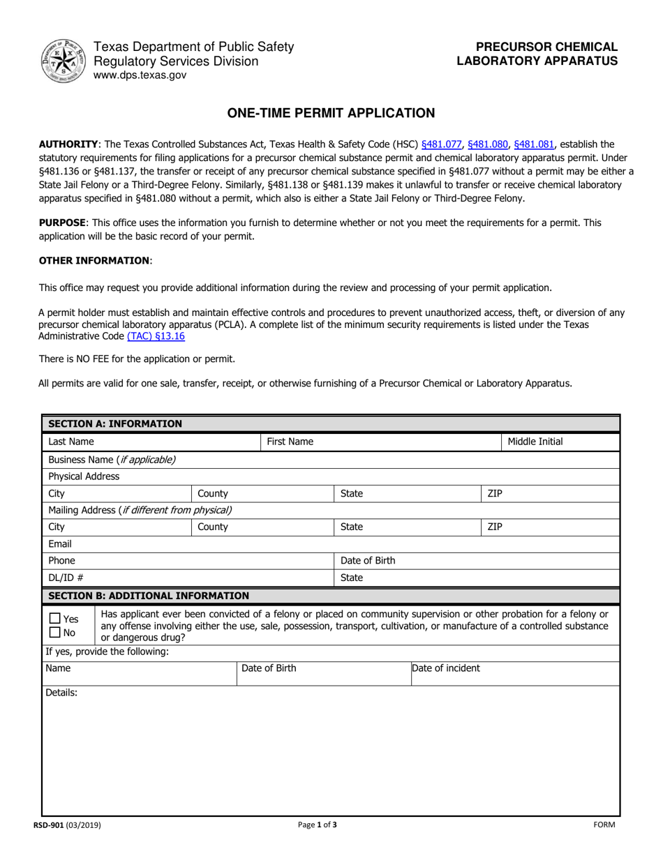 Form RSD-901 - Fill Out, Sign Online and Download Fillable PDF, Texas ...
