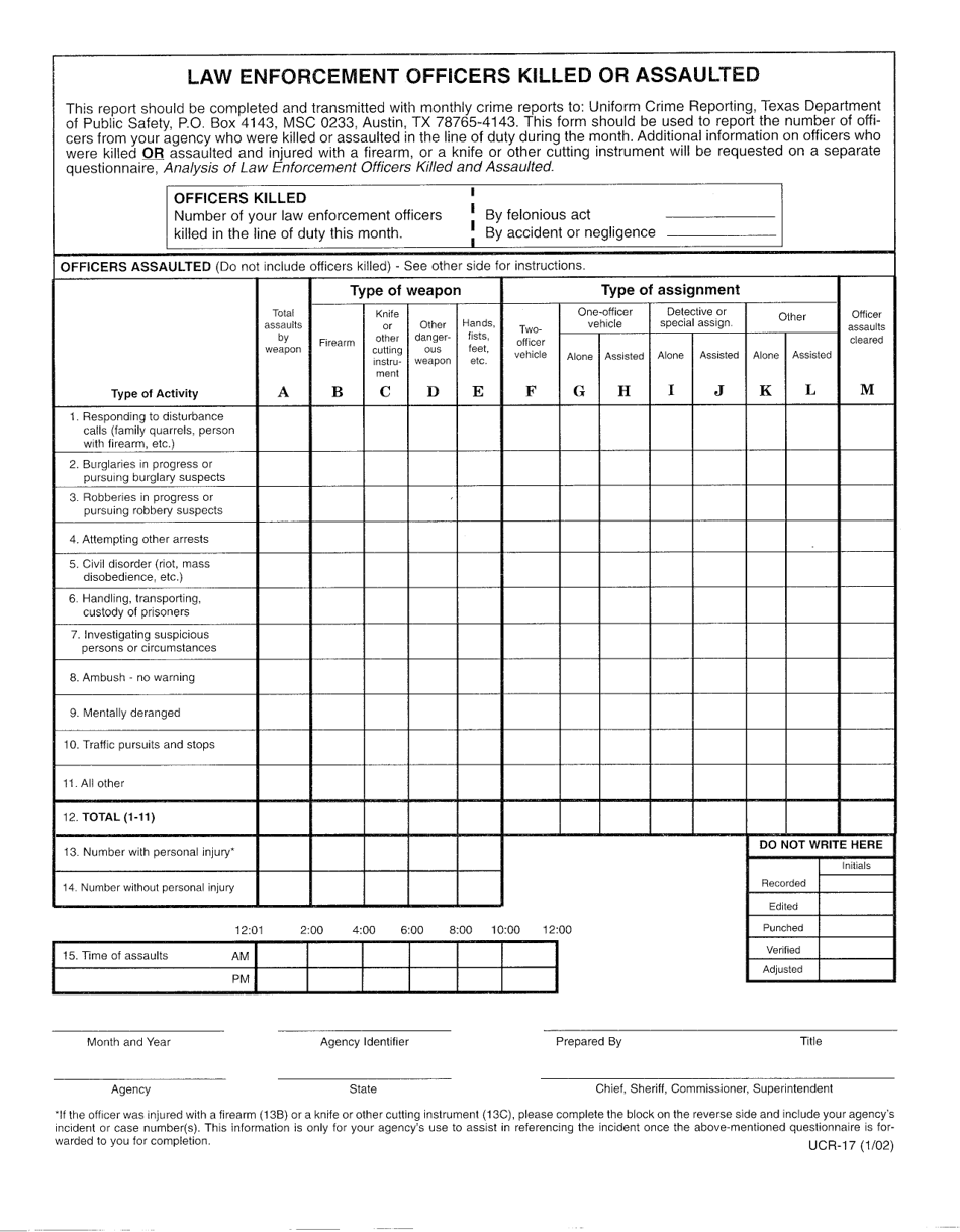 Form UCR-17 - Fill Out, Sign Online and Download Printable PDF, Texas ...