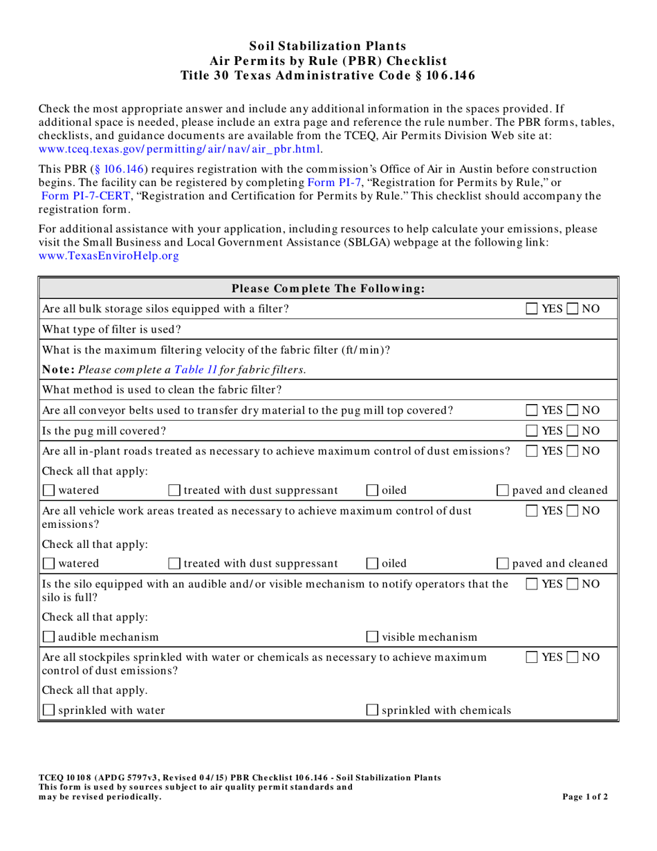 Form TCEQ-10108 - Fill Out, Sign Online and Download Fillable PDF ...
