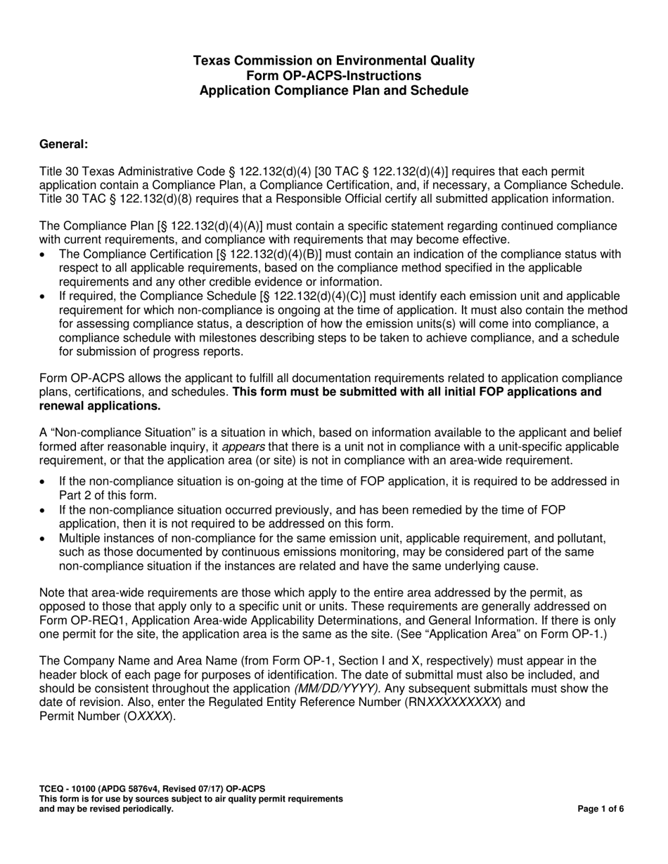 Form OP-ACPS (TCEQ-10100) - Fill Out, Sign Online and Download Fillable ...