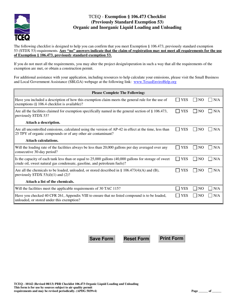 Form TCEQ-10142 - Fill Out, Sign Online and Download Fillable PDF ...