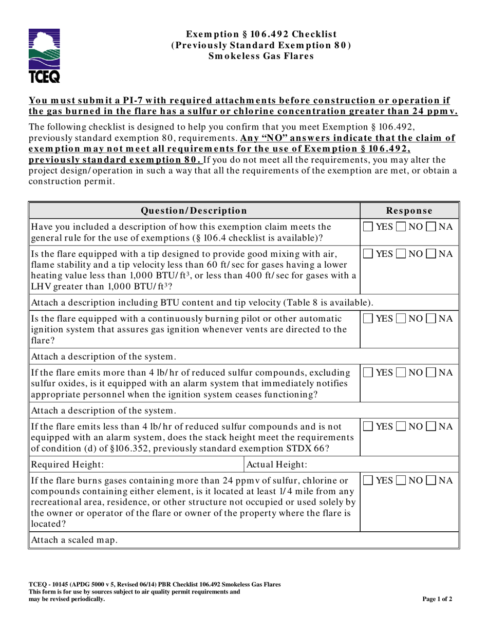 Form TCEQ-10145 - Fill Out, Sign Online and Download Fillable PDF ...