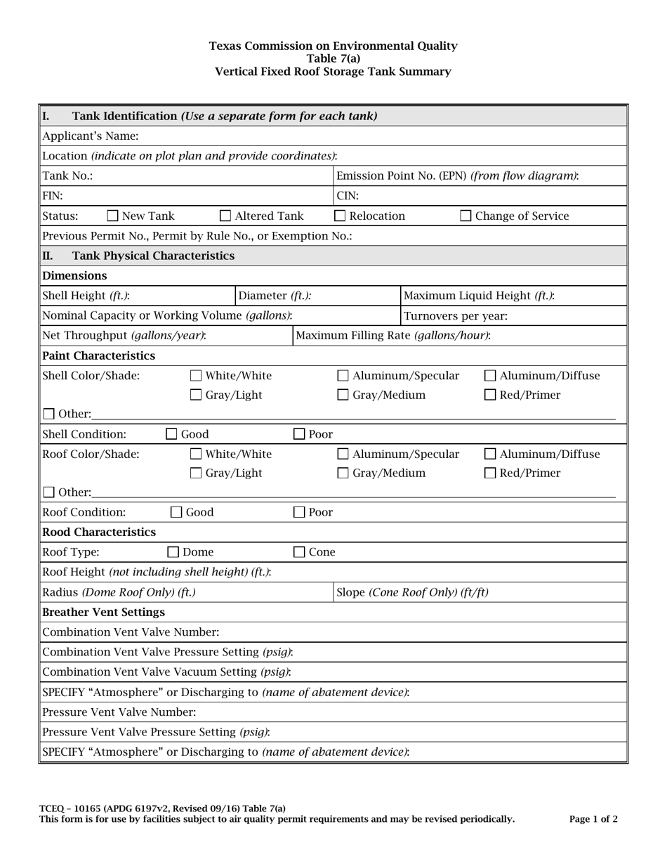 Form TCEQ-10165 Table 7(A) - Fill Out, Sign Online and Download ...