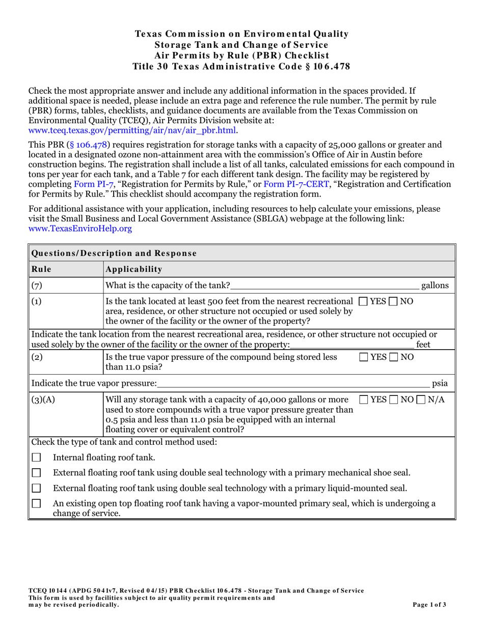 Form TCEQ-10144 - Fill Out, Sign Online and Download Fillable PDF ...