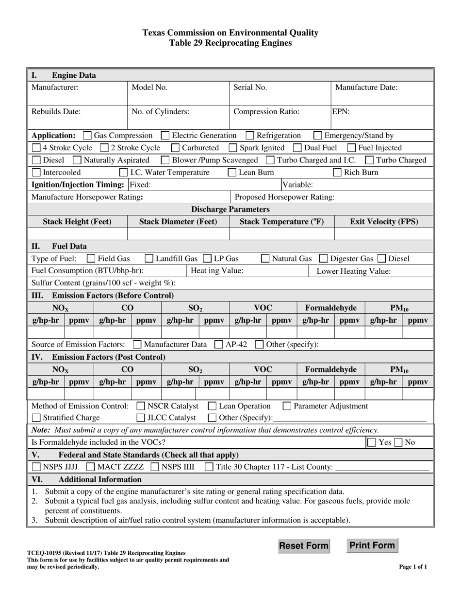 Form TCEQ-10195 Table 29 - Fill Out, Sign Online and Download Fillable ...