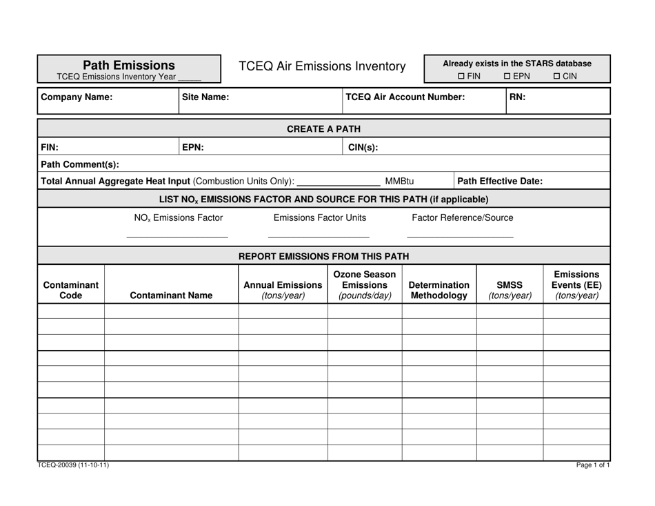 Form TCEQ-20039 - Fill Out, Sign Online and Download Fillable PDF ...
