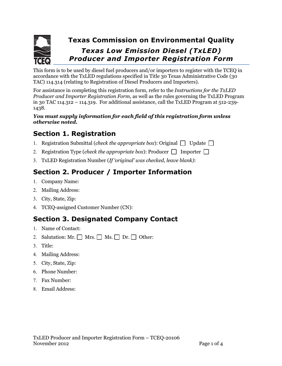 Form TCEQ-20106 - Fill Out, Sign Online and Download Printable PDF ...