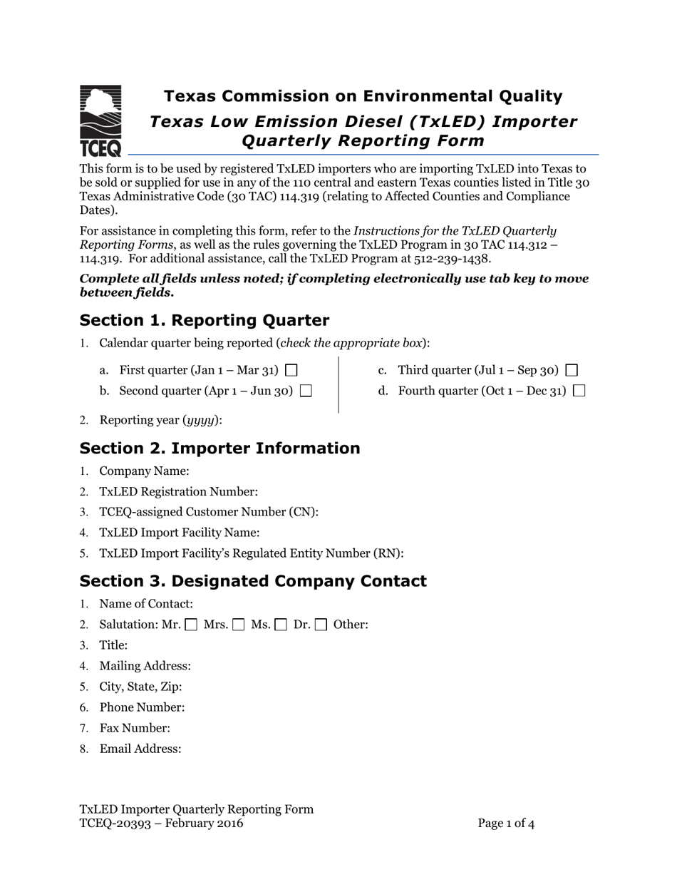 Form TCEQ-20393 - Fill Out, Sign Online and Download Printable PDF, Texas | Templateroller