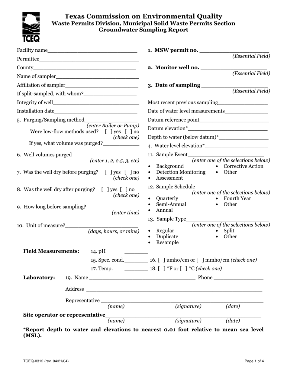 Form TCEQ-00312 - Fill Out, Sign Online and Download Printable PDF ...