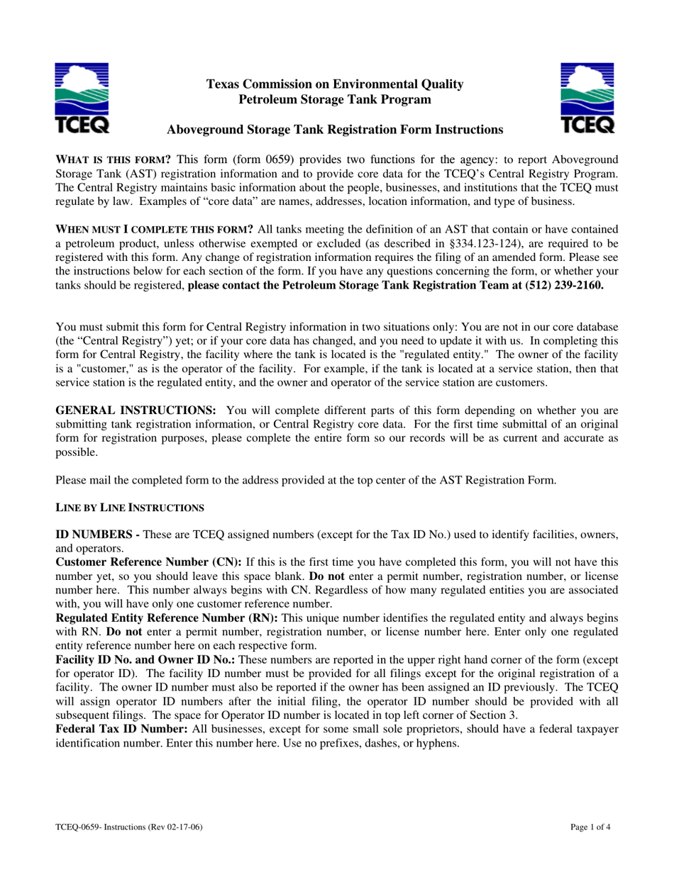 Download Instructions for Form TCEQ-0659 Aboveground Storage Tank ...