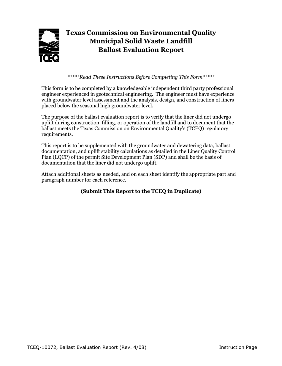 Form TCEQ-10072 - Fill Out, Sign Online and Download Printable PDF ...