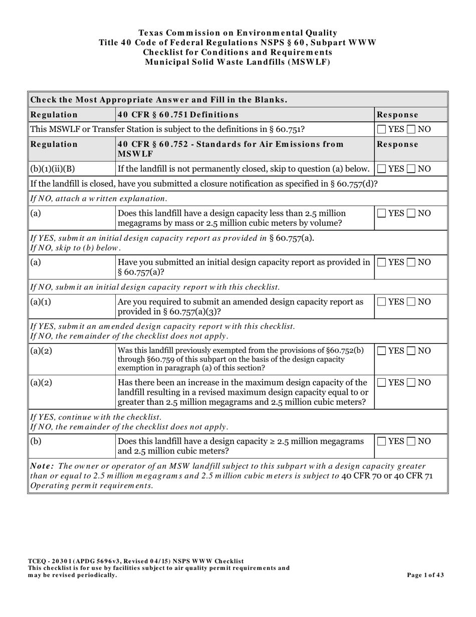 Form TCEQ-20301 - Fill Out, Sign Online and Download Fillable PDF ...