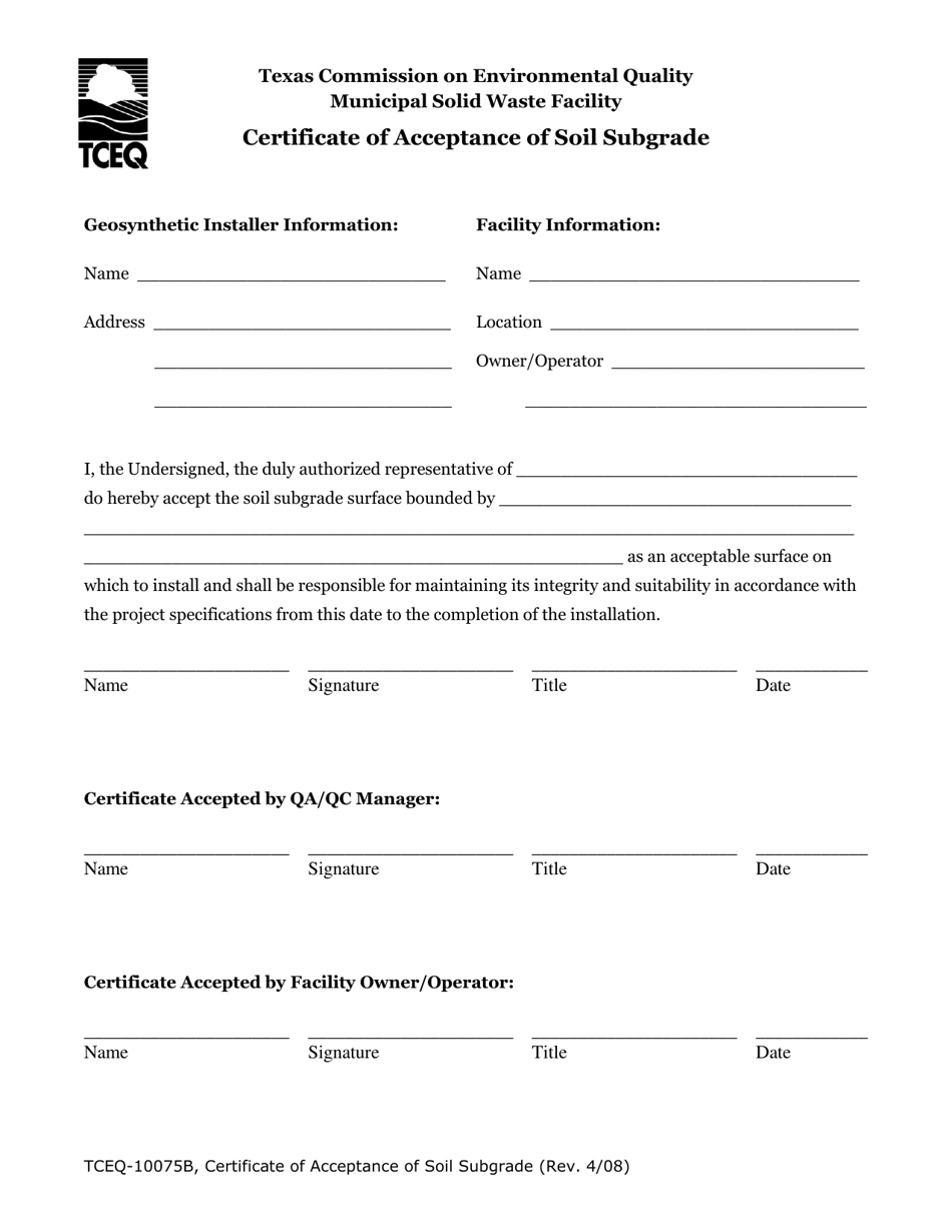 Form TCEQ-10075B - Fill Out, Sign Online and Download Printable PDF ...