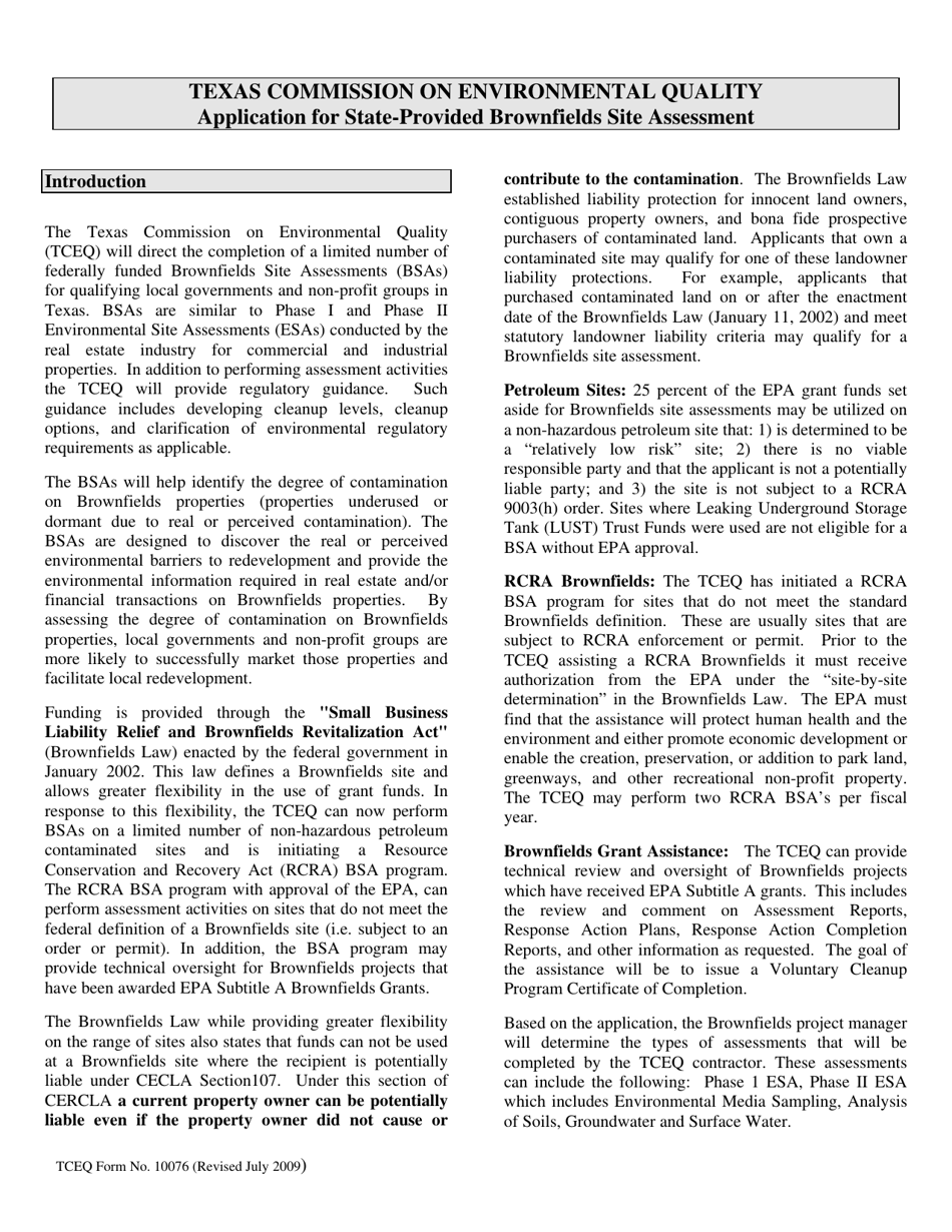 Form TCEQ-10076 - Fill Out, Sign Online and Download Printable PDF ...